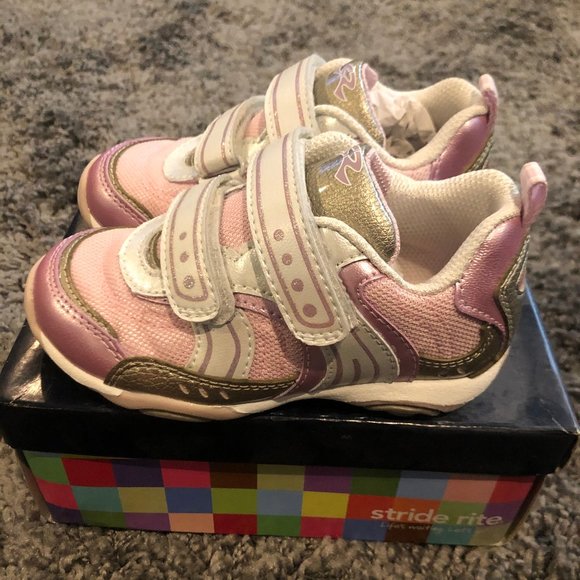 Stride Rite | Shoes | Girls Stride Rite Pink And Gold Velcro Sneakers ...